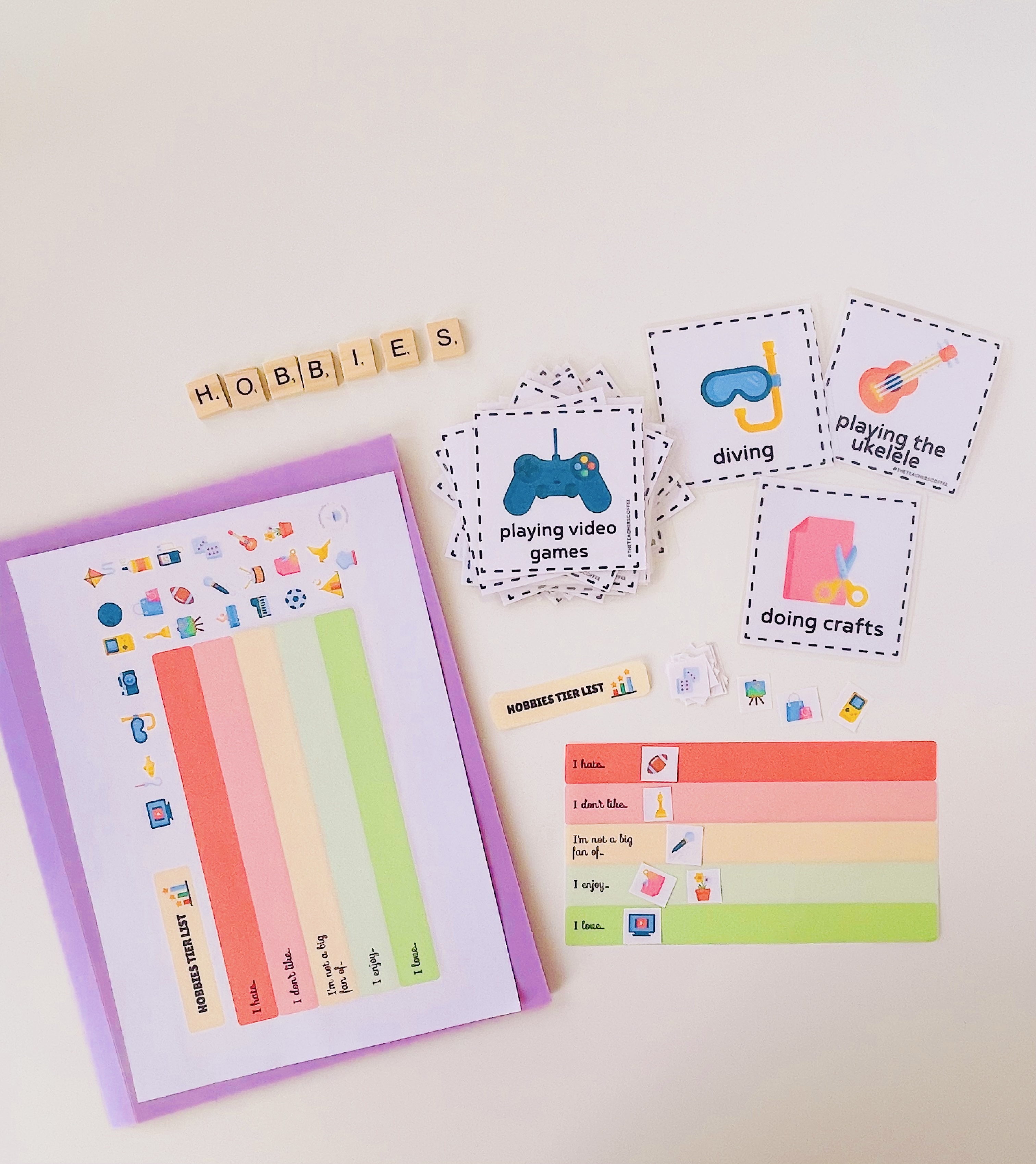 Hobbies Flashcards and Tier List Speaking Game - My English Cup